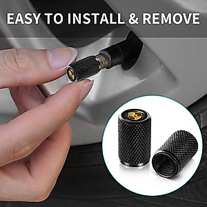 Metal Auto Tire Valve Stem Compatible with Porsche 718 911 Macan Taycan Paramera Cayenne Trim Accessories 4pcs （Black）