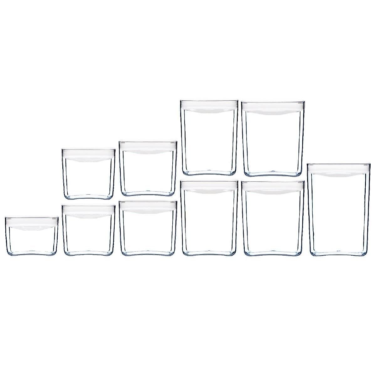 ClickClack Cube Pantry Food Storage Canisters, 1.0qt(×1)1.5qt(×2)2.0qt(×2)3.0qt(×2)3.5qt(×2)4.0qt(×1), White