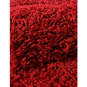 Rugs.com - Über Cozy Solid Shag Collection Rug – 8' x 10' Cherry Red Shag Rug Perfect for Living Rooms, Large Dining Rooms, Open Floorplans