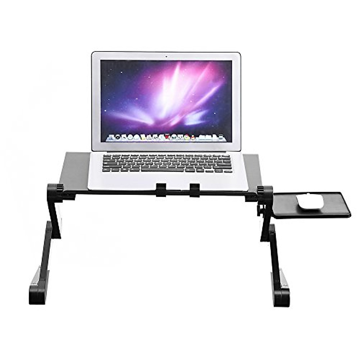 Portable Laptop Stand, 360 Degree Adjustable Foldable Computer Tablet Notebook Table Desk Holder Rack with Mouse Tray for Bed Red (Black-Dual Fan)
