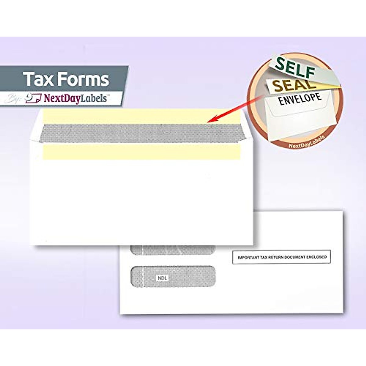 NextDayLabels - 100 Self Seal Envelopes, Designed to fit 2023 3-up Laser W-2 Forms, Horizontal Format