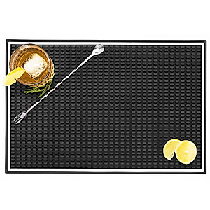 KITESSENSU Heavy Duty Bar Mat - Durable Rubber Bar Mat for Countertop & Home Bar - Large Size Bar Drink Mat for Bartending, Glass Drying & Spill Proof - 18" x 12" x 0.4"