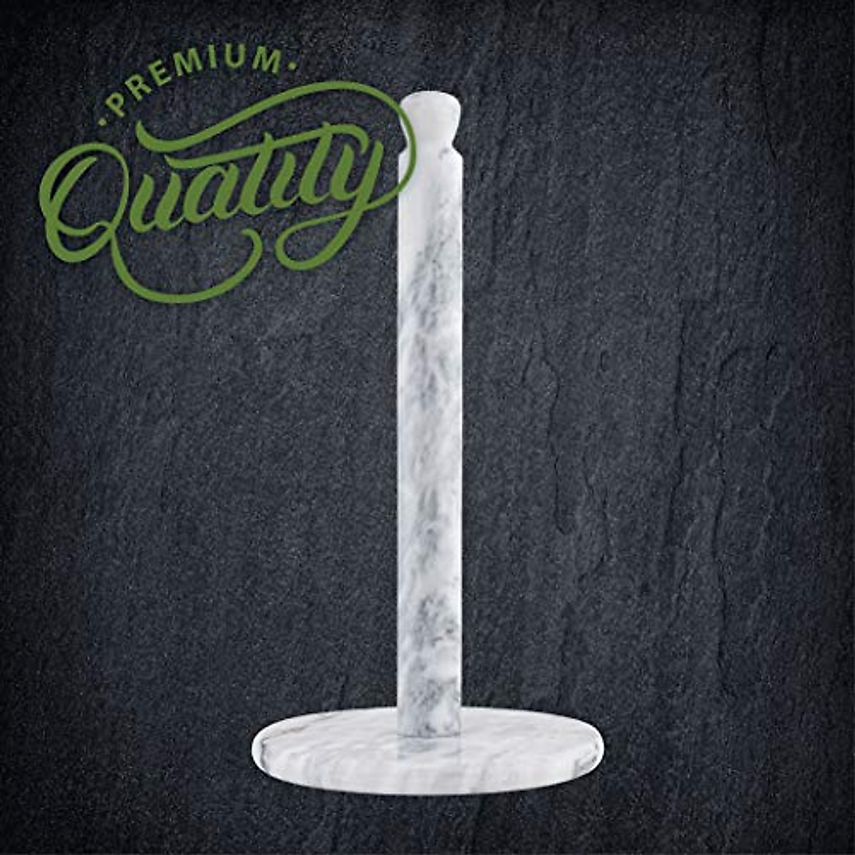 Homeries White Marble Paper Towel Holder – Deluxe Upright Towel Dispenser for Kitchen Countertop, Cabinet & Bathrooms – Non Steel & Non Plastic Design – Heavy Duty, Solid Standup Paper Towel Holders