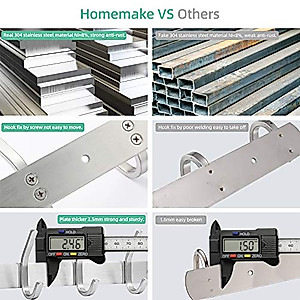 Wall Hooks, Hangers Vertical Metal Rack Wall Mount for Coat Towel Hat Jacket Backpack Bag (18.11" (6 Hooks) Silver)