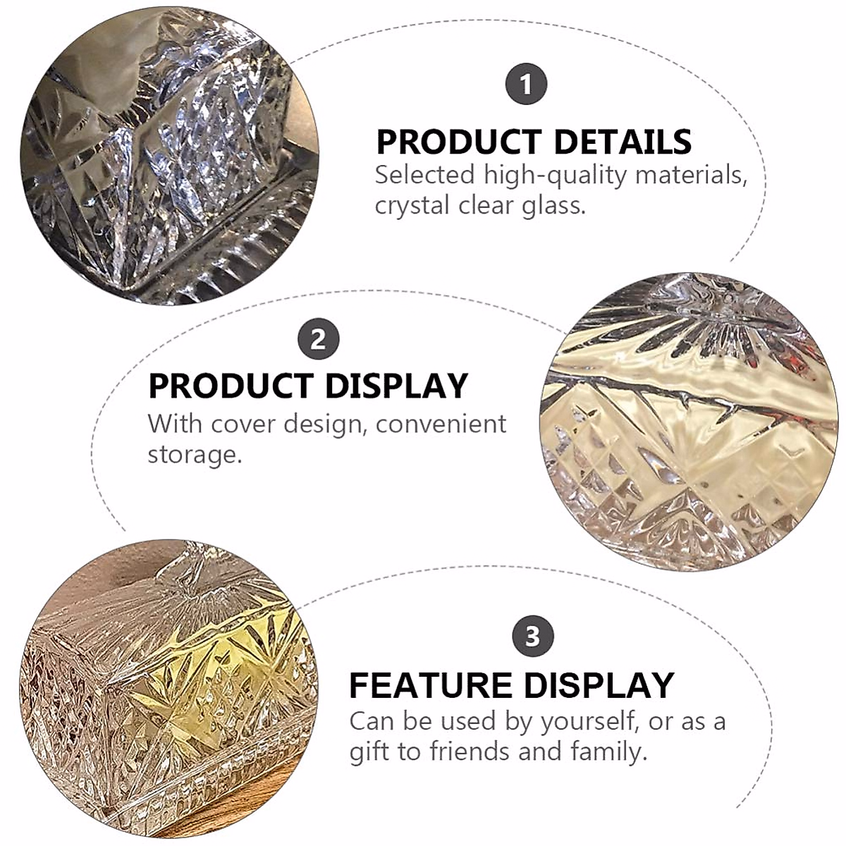 DOITOOL Farmhouse Butter Dish Glass Butter Dish with Lid Butter Keeper Cream Cheese Dish Crystal Butter Tray Serving Dessert Tray Bowl for Cream Cheese Cake Salad Candy Foods Butter Holder