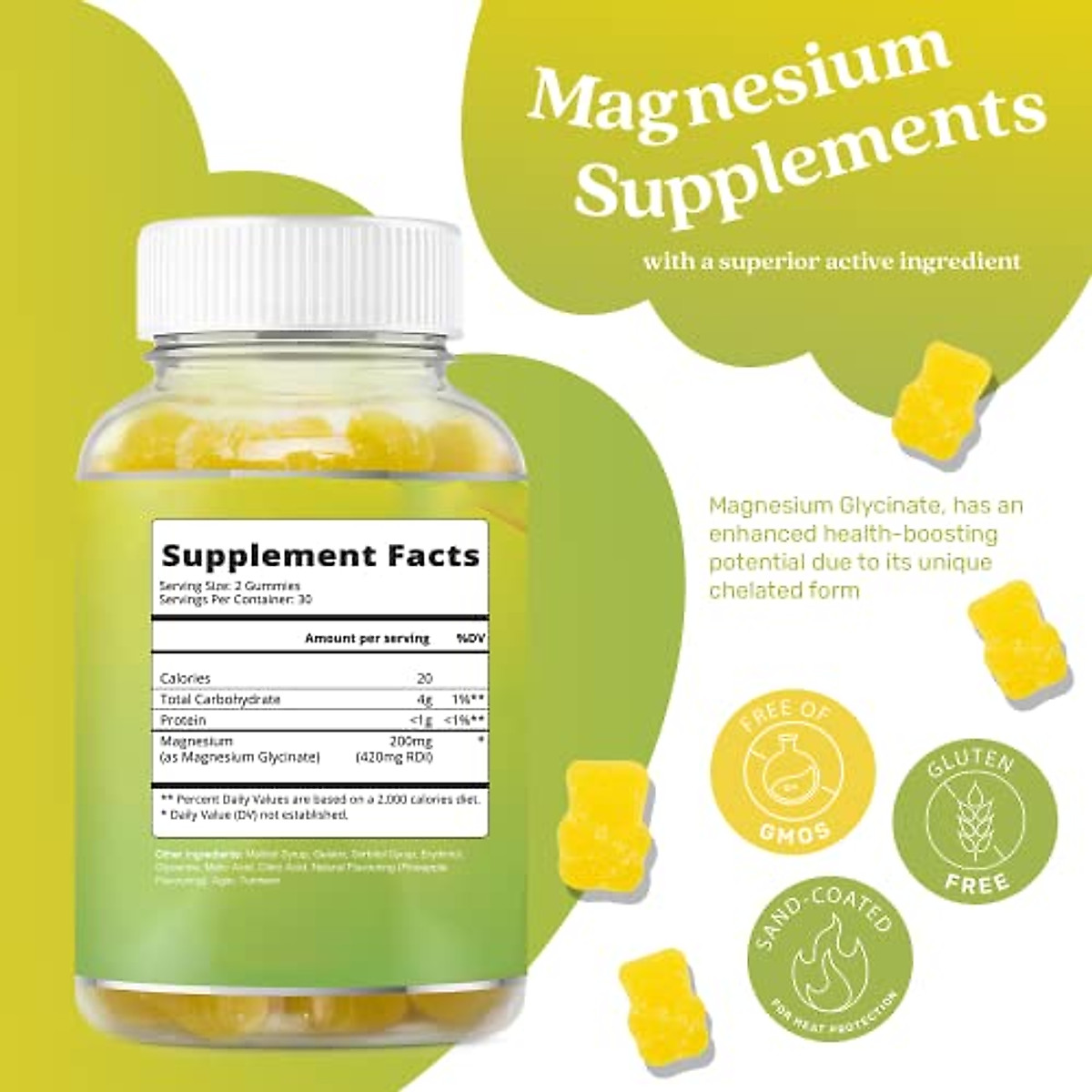 BeLive Magnesium Gummies 200mg - 60 Ct | Magnesium Glycinate Supplements for Relaxation, Stress Relief, and Sleep for Adults & Kids - Tasty and Tangy Pineapple Flavor