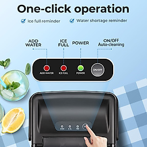 R.W.FLAME Ice Makers Countertop with Handle,26.5Lbs/24H,9 Cubes in 6 Mins,Portable Ice Maker Machine with Self-Cleaning,Ice Basket and Scoop,Perfect for Home, Kitchen, Bar, Camping(Black)