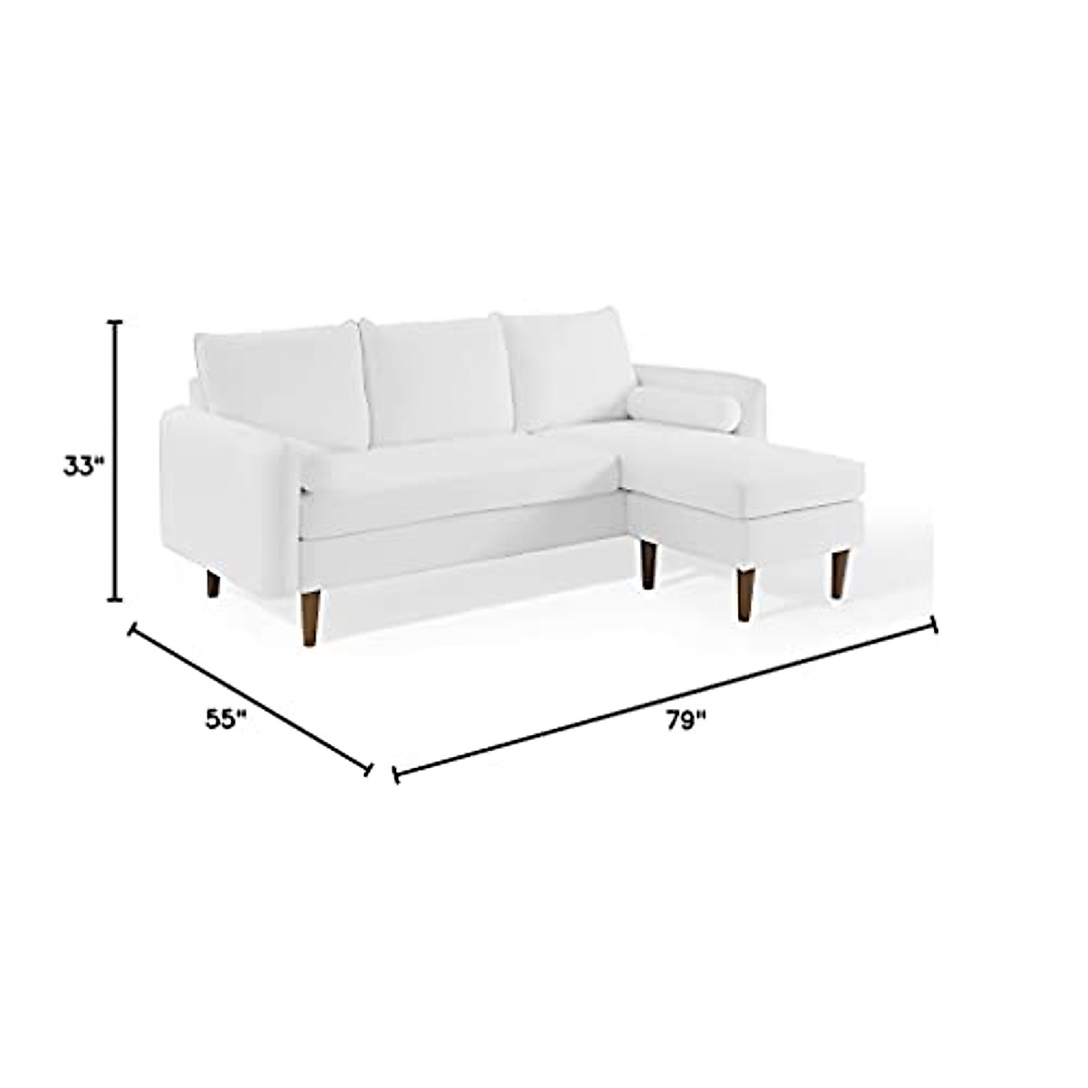 Modway Revive Modern Upholstered Fabric Right or Left Sectional Sofa Couch, White
