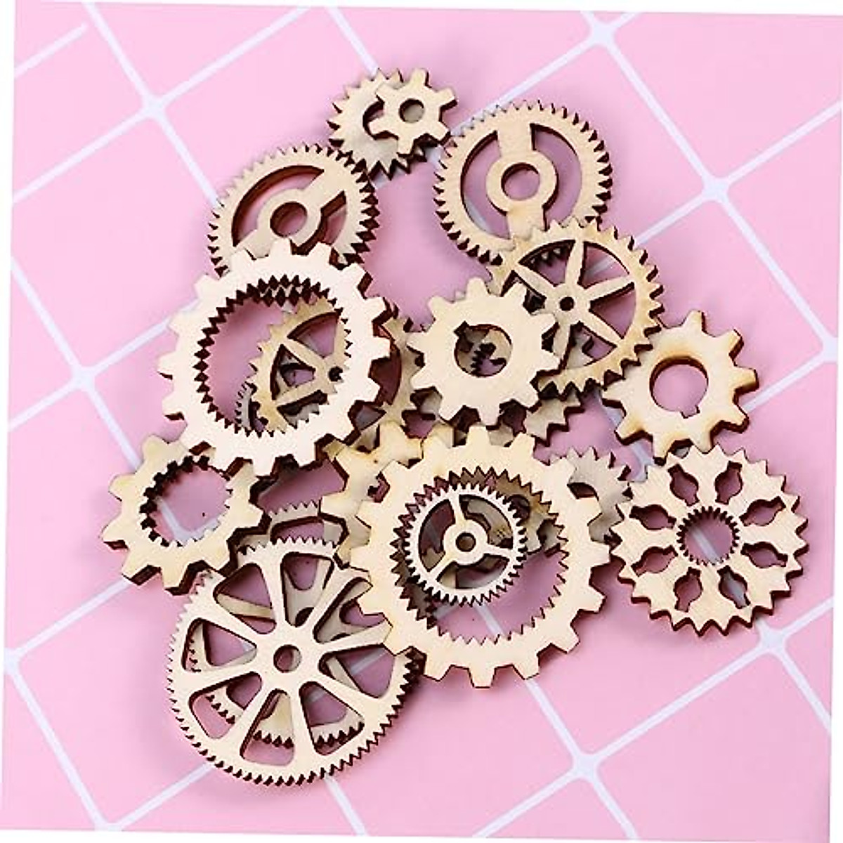 ibasenice 300 Pcs Wooden Gear Wood Chips Wood Gear Cutout Vintage Gears Charms Wooden Shapes to Paint Wooden Steampunk Gear Retro Toys DIY Gear Wood Chips Christmas Wood Carving Child