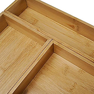 Aviboo Cabinet Drawer Organizer and Storage Tray Box Dividers Set Made of Bamboo Wood, Multipurpose Holder for Craft, Sewing, Office, Bathroom, Kitchen (1, Set of 5 Pieces)