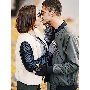 6 Pairs Winter Half Fingerless Knit Gloves Stretchy Anti-Slip Gloves Warm Texting Mittens for Men Women (Black, Navy Blue, Dark Grey, Light Grey, Coffee,Medium)