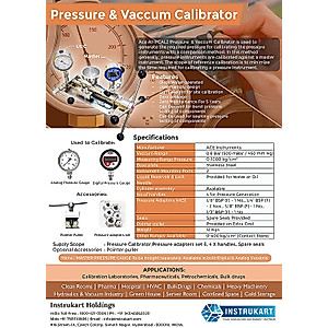Bench Top Pressure and Vacuum Calibrator (Range: 0-1000 kg/cm²) for Calibration Laboratories, Pharmaceuticals, Petrochemicals Model: AI-PCAL1