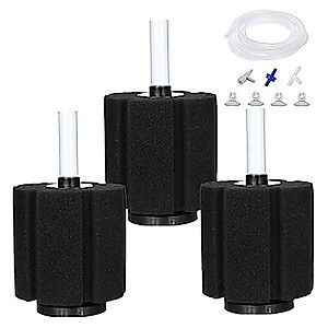 AQUAPAPA Bio Sponge Filter for Betta Fry Aquarium Fish Tank Up to 60 Gal ea. 3-Pack (L)