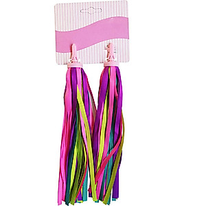 BESPORTBLE 2Pairs Bike Streamers Ribbons+ 1 Bicycle Bell Set Scooter Grips Tassels Bike Accessories for Kids Boys Girls(Random Color Tassels and Red Bell)