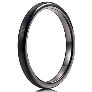 THREE KEYS JEWELRY Womens Charming Jewelry Brushed Tungsten 2mm Wedding Carbide Black Ring Band for Women Engagement Size 11