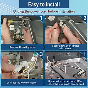 Dreyoo DG94-00520A Gas Range Oven Igniter Compatible with Samsung Gas Range Oven, Flat Oven Igniter with Connector Plug and Nuts, Replacement of 2692271 AP5577941 EAP4241428 PS4241428 (One Ear)