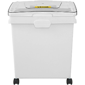 VEVOR Ingredient Bin, 10.5 Gallons Capacity Ingredient Storage Bin, PP Material Flour Bins On Wheels, White Shelf Ingredient Bin with Scoop and Sliding Lid, Commercial Storage Bins 3 Pcs/Set