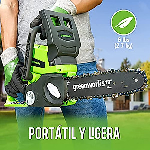 Greenworks 24V 10" Chainsaw, 2.0Ah USB Battery and Charger