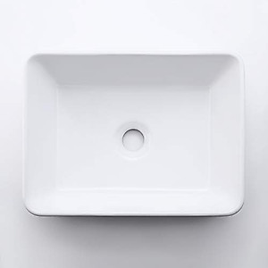 KES Rectangle Vessel Sink 16"X12" White Bathroom Sink Above Counter Porcelain Ceramic Small Sink Bowl, BVS110S40