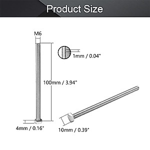 MroMax 5Pcs M6 x 100mm Hex Head Screws Bolts, 304 Stainless Steel 18-8, Fully Threaded, External Hex Drive, for Mounting Chair, Handles, Rail, Pump, Wheels, Antenna Parts, Boat and Plastic Bumpers