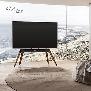 FITUEYES Design Modern TV Stand for 65 70 75 88 inch TV, Floor TV Stand with Cable Management, Easel TV Stand for LCD/LED Flat Curved Screens Wood Iron TV Furniture, Picasso Series