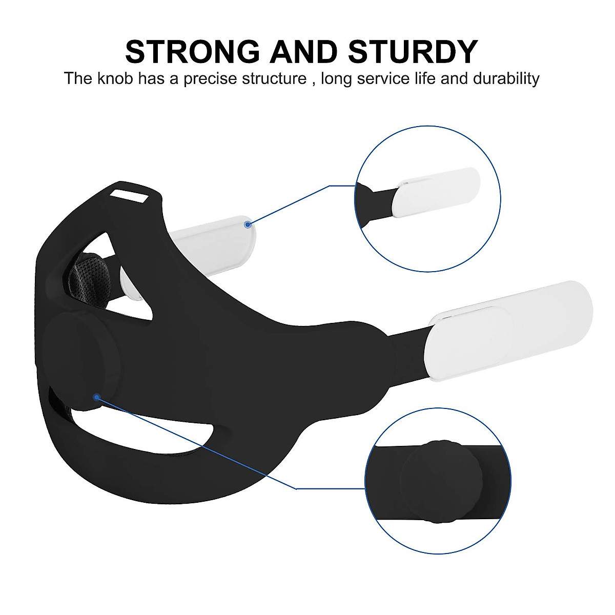 Eyglo Adjustable Head Strap for Oculus Quest 2 Elite Strap Replacement, Reduce Head Pressure and Enhanced Support, Comfortable Full Coverage(K6 Black)
