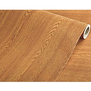 Yija Brown Winged Wood Grain Waterproof Self Adhesive Shelf Liner Dresser Drawer Cabinet Sticker 15.6inch by 79inch