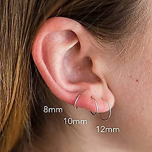 Small Solid 14k Yellow Gold Hoops. Mini Earrings Choose 8mm 10mm or 12mm in 24 Gauge or 22 Gauge 1 pair Minimalist Hypoallergenic Huggie Sleeper Hoop Earrings