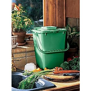 Gardener's Supply Company - Compost Bin Kitchen Waste Countertop Pail - Odor-Free with Snap-Lock Lid For Organic Composting - Holds 1 1/2 Gallons of Food Scraps with Filter - 12-1/4 In H x 9 In