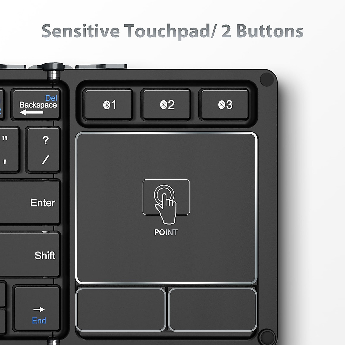 iClever Foldable Keyboard, BK08 Bluetooth Keyboard with Sensitive Touchpad, Multi Devices, Pocket-Sized Tri-Folding Portable Keyboard for iPad, iPhone, Smartphone, Laptop and Table