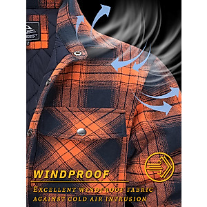 TACVASEN Mens Flannel Shirt Jacket for Men Long Sleeve Jacket Flannel Lined Plaid Button Down Shirts Casual Men's Jacket Insulated Jacket