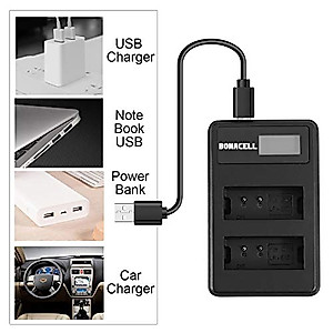 Bonacell LP-E10 Battery 2 Pack and LCD Dual Charger Compatible wihth Canon EOS EOS 1100D, EOS 1200D, EOS 1300D, 1500D, 2000D, 3000D, Rebel T3, T5, T6, Kiss X50, Kiss X70 Digital Camera