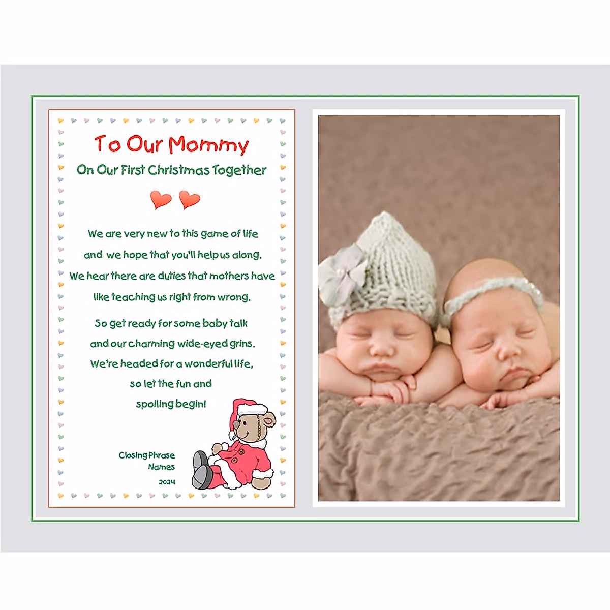 Poetry Gifts New Mom, To My Mommy On Our First Christmas Together, Personalized 8x10 Inch Print, Add Photo
