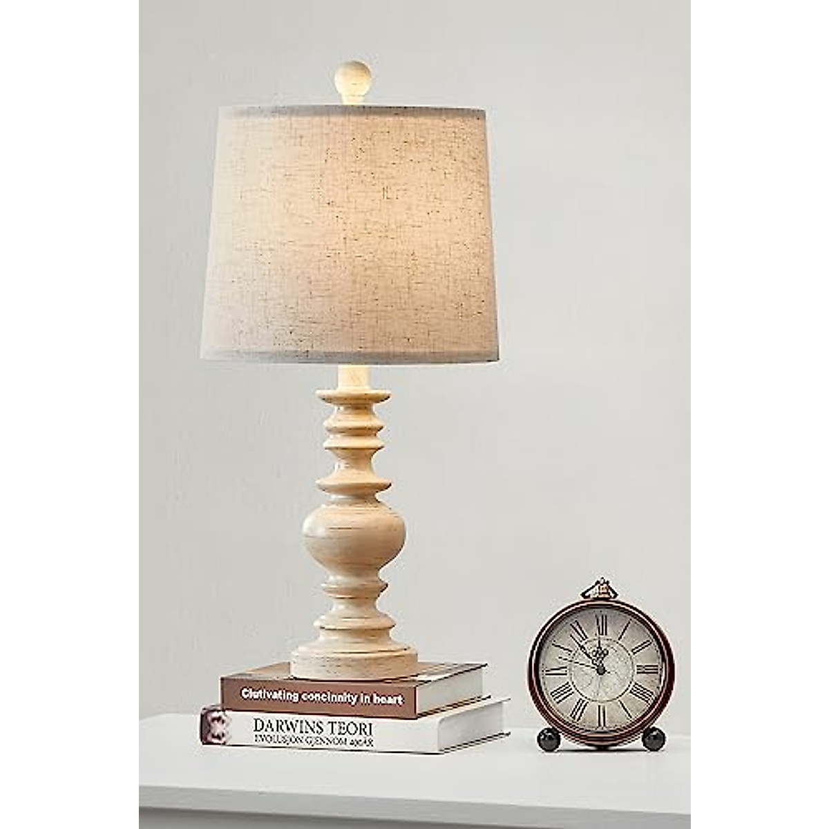 BOBOMOMO Resin 20.5" Farmhouse Lamps for Bedrooms Retro Side Table Lamps Bedside Lamp for Side Nightstand Living Room（1 Pack）