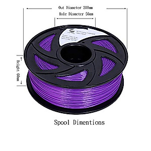 LEE FUNG ABS 3D Printer Filament 1.75mm,1kg (2.2lbs) Spool, Dimensional Accuracy +/- 0.05 mm Purple