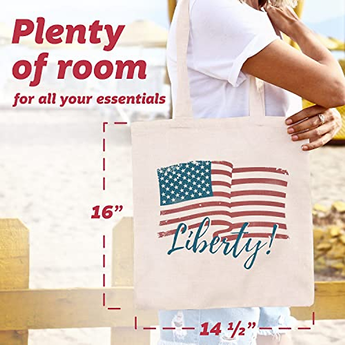 Pattern Pop - Personalized Patriotic Tote Bag - 4th of July and Memorial Day Pillows - Graphic Canvas Tote Bag - Tote Bag Personalized for You - Flag