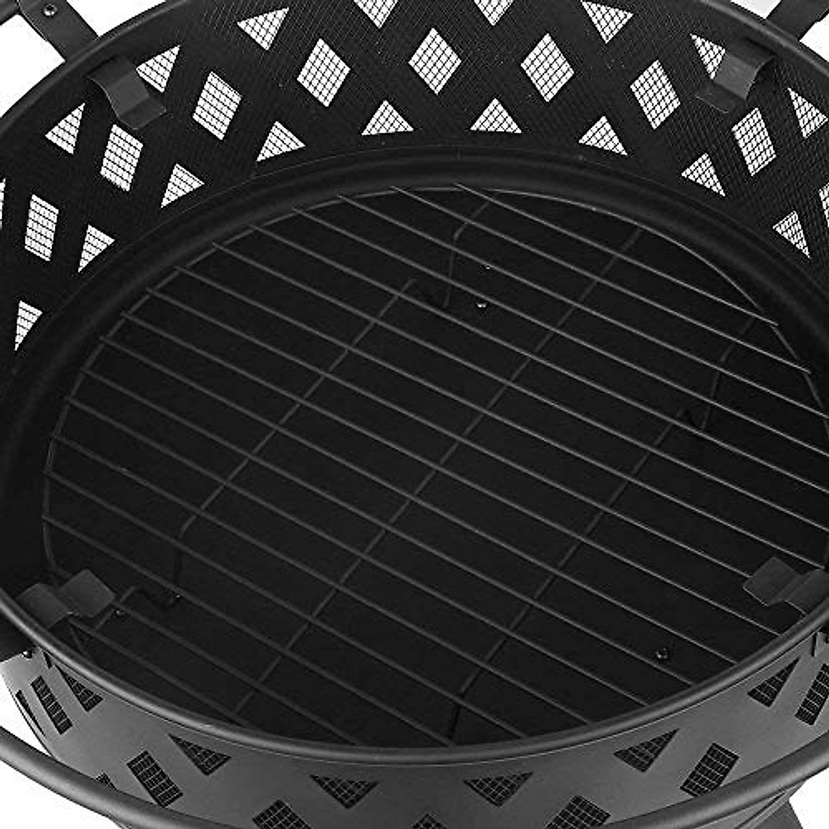 LEAYAN Garden Fire Pit Grill Bowl Grill Barbecue Rack Fire Pit Bowl, Outdoor Metal Firepit,BBQ Grill Fire with Grille, Sticks for Fire Pit, Fire Pit with Cover BBQ Cooking for Camping Backyard