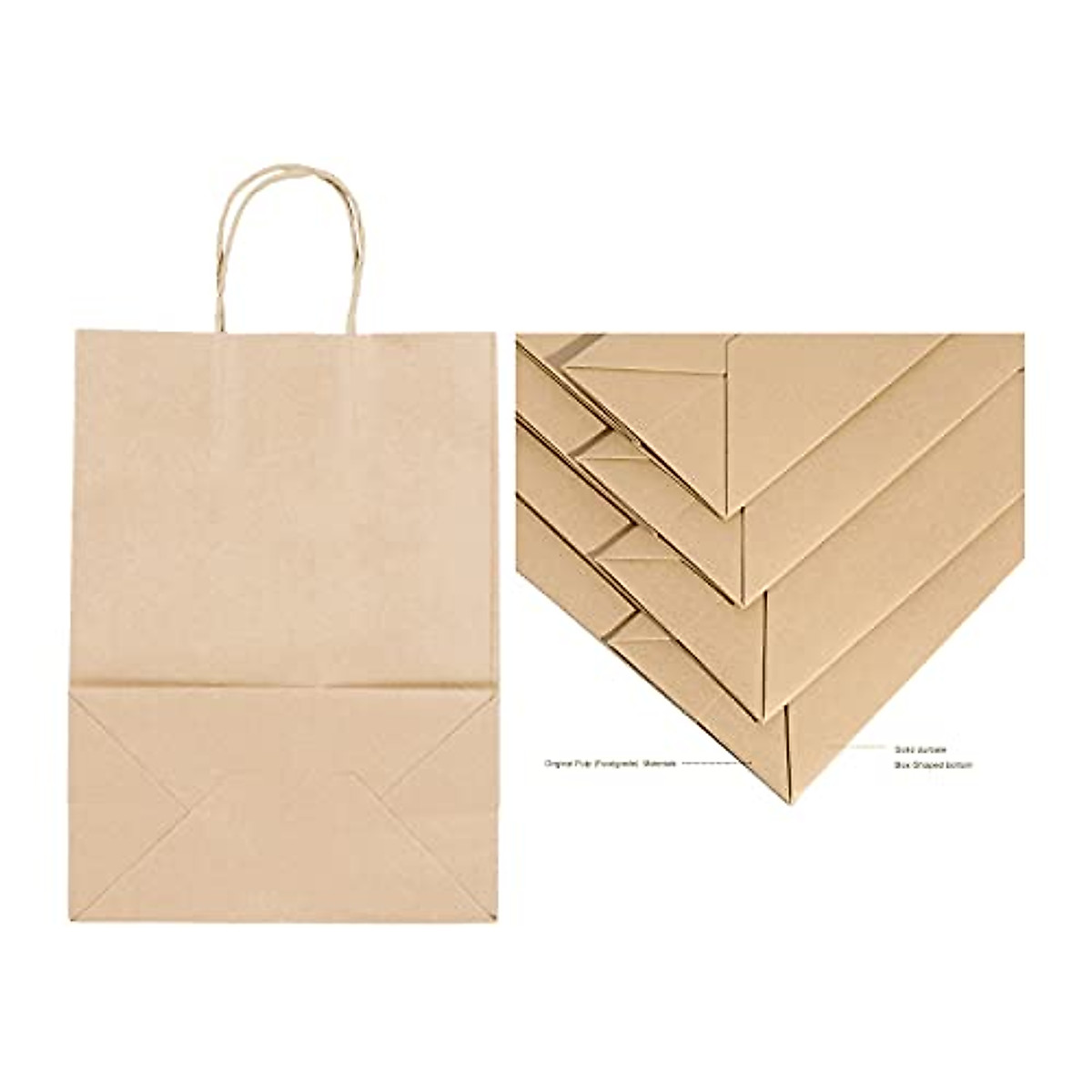 Loe Ts. Medium Size Brown paper bags with handles Plain Kraft gift Bag bulk 8x4.25x10 50Pcs Natural Craft treat bag Party Favor Bags Recyclable retail bags takeout business paper bags Wedding Guests