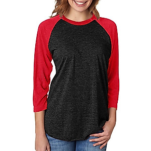 Next Level Mens Tri-Blend 3/4-Sleeve Raglan Tee (6051) vin red/vin blk m