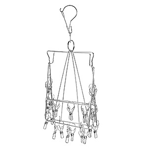 WudTus 24 Clips Sock Dryer Folding Stainless Steel Space-Saving Drying Rack for Sock, Underwear, Baby Clothes and Small Laundry Items