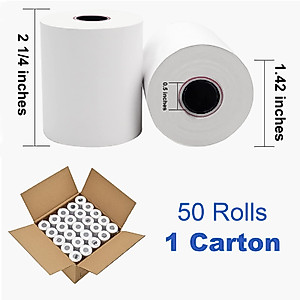 SJPACK Thermal Paper 2 1/4" x 50' Pos Receipt Paper, 50 rolls Cash Register Roll Verifone Vx510 Vx520 Vx570 Ingenico iCT200 iCT 220 iCT250