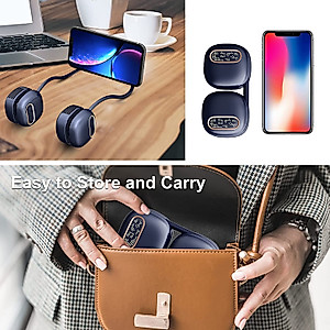 Apatner Portable Neck Fan,Foldable Bladeless Neck Cooler,Wearable Personal Fans with LED Lights,Hand Free Mini Cooling Fan, 2000mAh USB Rechargeable for Outdoor Travel Women(Blue)