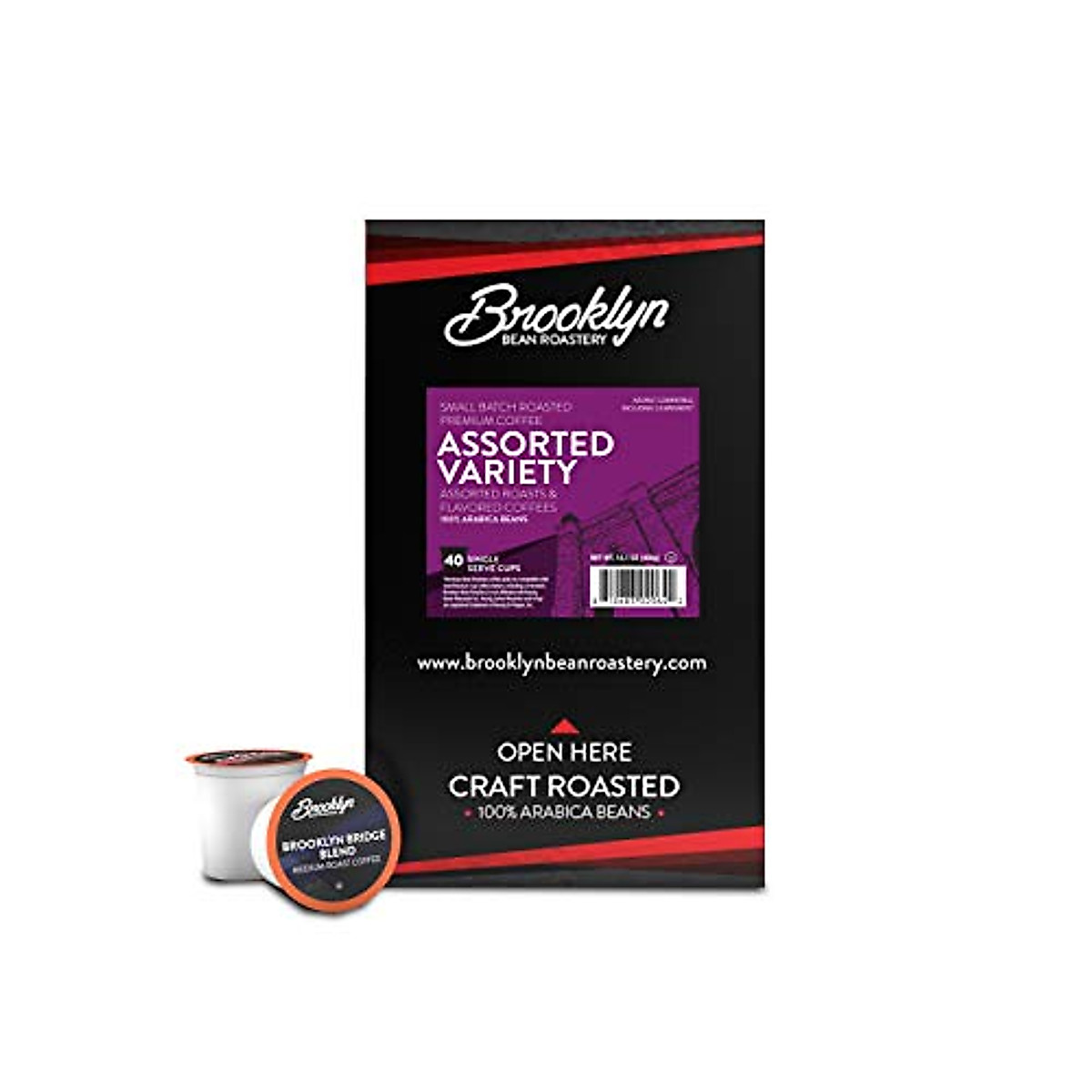 Brooklyn Beans Assorted Coffee Variety Pack Single-Cup coffee for Keurig K-Cup Brewers, 40 Count