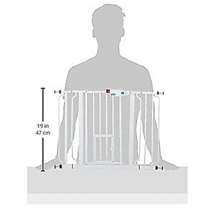 Carlson Extra Wide Walk Through Pet Gate with Small Pet Door, Includes 4-Inch Extension Kit, Pressure Mount Kit and Wall Mount Kit,White
