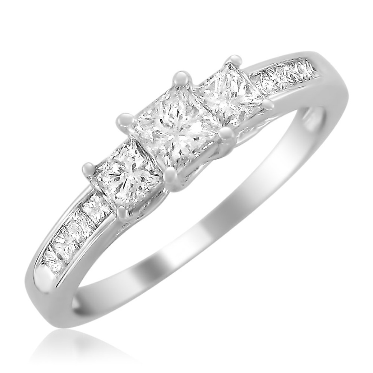 Beyond Brilliance 1.00 Carat Diamond, Prong-set, 14K White Gold Princess Cut Diamond Three Stone Ring (I-J, I1-I2) Natural Diamond Rings For Women | Gift Box Included