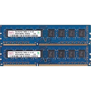 8GB kit, (2 x 4GB) 240-pin DIMM, DDR3 PC3-10600U,Dual Rank, Non ECC ram Memory Module by Hynix (HMT351U6CFR8C-H9)