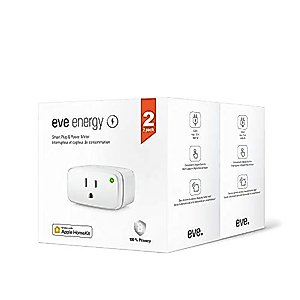 Eve Energy 2 Pack - Smart Plug & Power Meter with Built-in Schedules, Switch a Connected lamp or Device on & Off, Voice Control, no Bridge, Bluetooth Low Energy, Apple HomeKit, Bluetooth, Thread