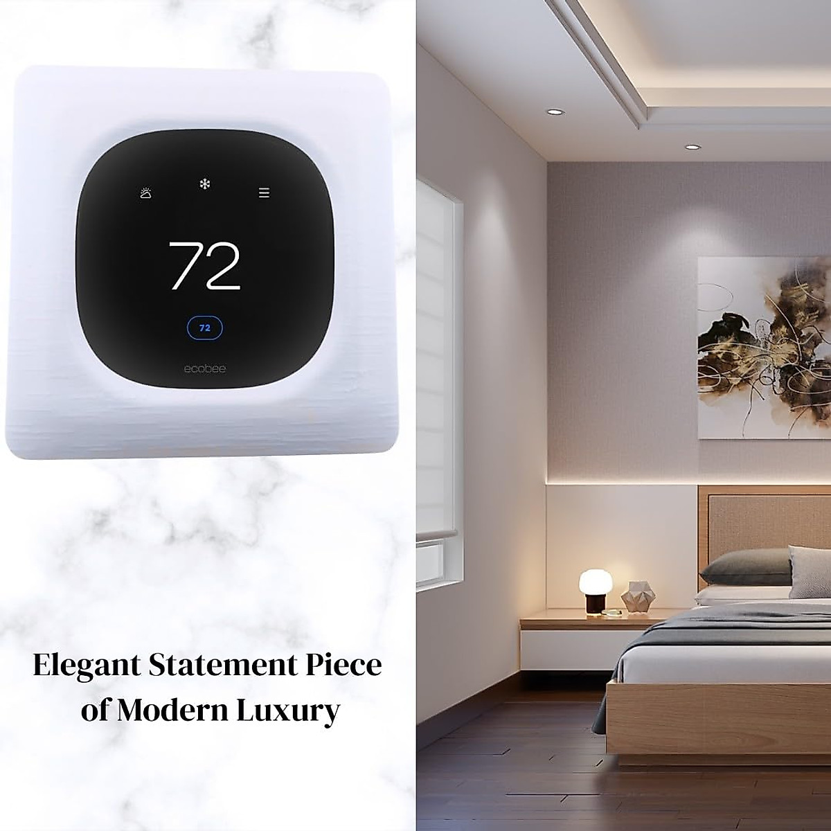 White Snow Square Wall Plate for Ecobee Smart Thermostat Enhanced and Premium Cover Trim Backplate