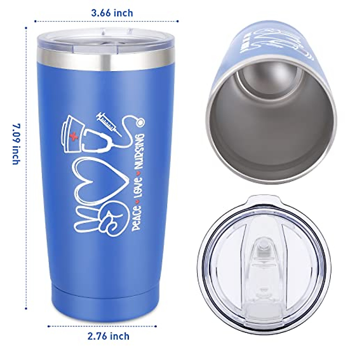 Nurse week Gifts, Peace, Love, Nursing, 2-Piece Gift for Nurses: Nurse Tote Bag and Stainless-Steel Tumbler, Great Thank You Gift for Nurses, RN Gift & Perfect Graduation Gift, Nurse Bag for Work