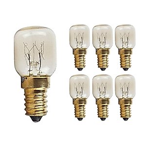 CTKcom 15W E14 Base 4173175 Oven Light Bulbs(6 Pack)- Microwave Light Bulbs 120V Heat Resistant Bulbs 300'C,Warm White Incandescent Light Bulb 360° Beam Angle,110-130V,6 Pcs